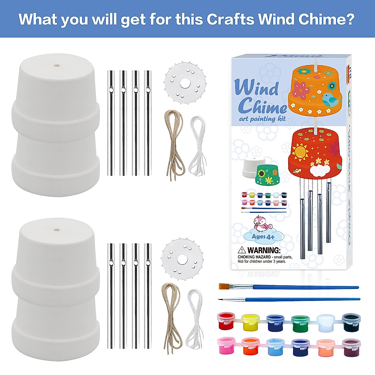 2-Pack Make A Wind Chime Crafts Kits, Arts and Crafts for Kids Toys for Boys Girls Age 3-5 4-8 8-12