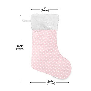Kigai Christmas Stockings Pink & White Polka Dots Large Candy Stockings Stuffers Kids Cute Xmas Sock Decorations 1PC for Home Holiday Party 12" x18"