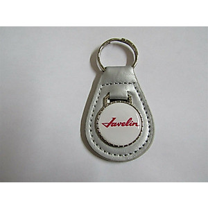JAVELIN SCRIPT EMBLEM LOGO LEATHER KEYCHAIN - SILVER