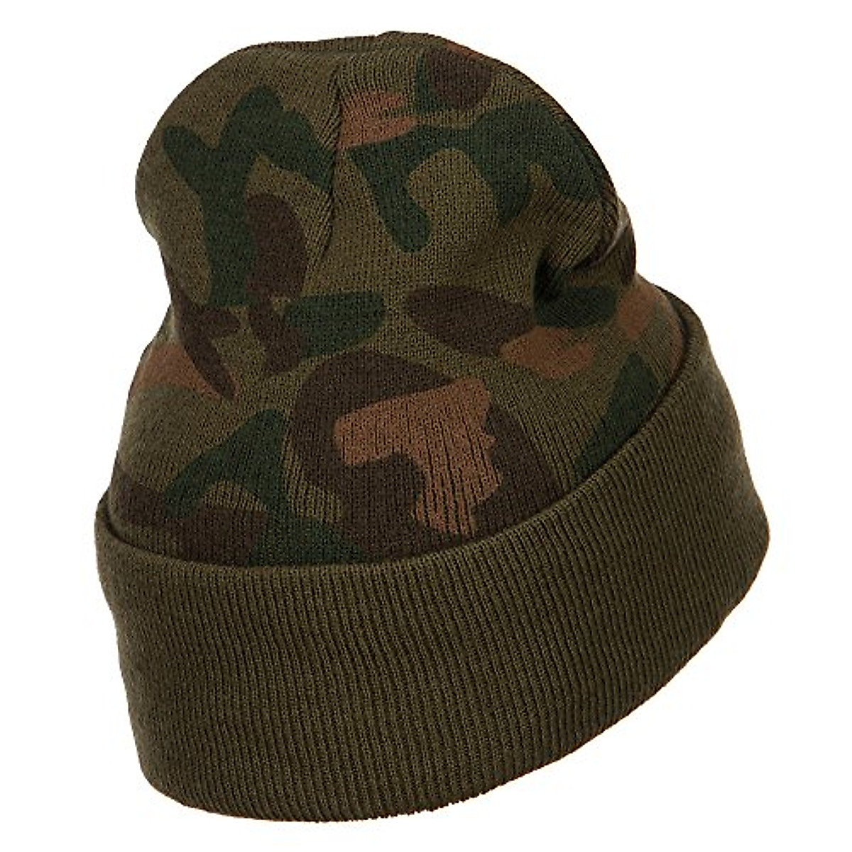 e4Hats.com US Army Veteran Military Embroidered Camo Knit Long Beanie - Green OSFM