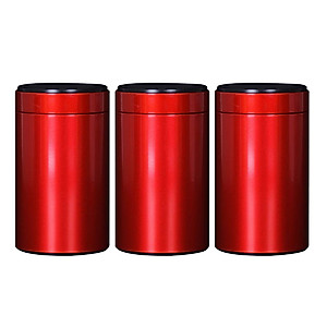 EXCEART 3PCS Stainless steel canister sets cereal container great for sugar coffee tea flour storage (Red)