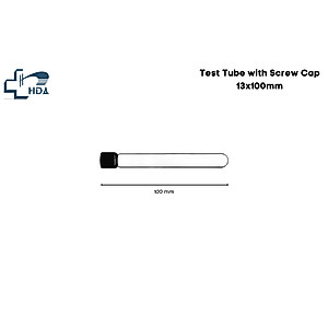 HDA Glass Test Tubes 13x100mm Soda Lime Glass, with Screw Cap, Round Bottom, 100 Pieces