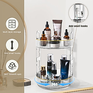 TENDER EPOCH 360 Rotating Makeup Organizer for Vanity,High-Capacity Cosmetics Skincare Organizers and Storage, Bathroom Countertop Organizer Spinning Perfume Organizer - 2 Tier - Clear