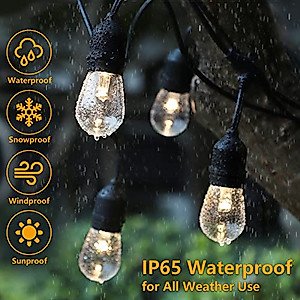 Mlambert 2 Pack 3-Color in 1 48Ft LED Dimmable Outdoor String Lights with Remote for Patio, Plug-in Warm White Soft White Daylight White Waterproof Hanging Edison Bistro Cafe Light-Total 96Ft