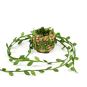 Namzi 265Ft Leaf Ribbon, Artificial Vines Leaves String, Jungle Botanical Greenery, Fake Vines Olive Leaf Garland, for Party Wedding Garden Home Decoration and DIY Craft