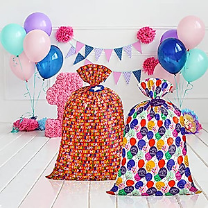 WRAPAHOLIC 56" Large Birthday Plastic Gift Bag - Colorful Balloon with Confetti Design for Baby Shower, Kids Birthdays, Parties, Celebrating, or Any Occasion - 56" H x 36" W