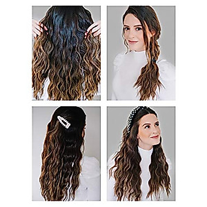 Alure Three Barrel Curling Iron Wand with LCD Temperature Display - 1 Inch Ceramic Tourmaline Triple Barrels, Dual Voltage Crimp (Pink)