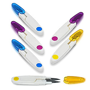 6PCS Portable Multipurpose U-type Scissor Yarn Scissor with Safety Cover for Clothes Thread Embroidery Cross-stitch Craft Clipper Cutter Tailor Nippers DIY Projects