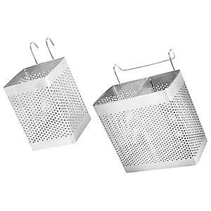 CALLARON 2Pcs Kitchen Utensils Holder Silverware Drying Rack Stainless Steel Chopstick Holder Forks Spoons Flatware Caddie Basket Organizer Drainer with Hook