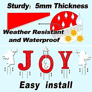 Outdoor Christmas Decorations -JOY Nativity Sets for Outdoor Xmas Religious Scenes Yard Decor with Stake for Home Lawn Pathway Walkway, Red, White