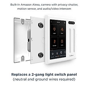 Brilliant Smart Home Control (2-Switch Panel) — Alexa Built-In & Compatible with Ring, Sonos, Hue, Google Nest, Wemo, SmartThings, Apple HomeKit — In-Wall Touchscreen Control for Lights, Music, & More