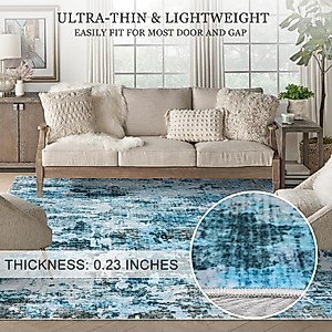 Runner Rug 2'x6' Hallway Rugs, Washable Abstract Kitchen Runners Rug for Hallway Laundry Room, Ultra-Thin Soft Non-Slip Rug Runners for Entryway Bedroom, Blue