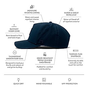 melin Odyssey Stacked Hydro, Navy, Men's Performance Snapback Hats, Water-Resistant Fitted Baseball Caps for Men & Women, Golf, Running, or Workout Hat, Medium-Large