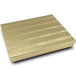 10 Pack Gold Foil Cotton Filled Color Paper Jewelry Packaging Box for Necklace, Bracelets, Watches, Jewelry Sets and Retail Display Boxes Sizes 5.25" X 3.75" X 1" Inch