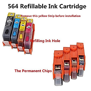 F-INK Full Refillable Ink Cartridge Replacement For HP 564 564XL Ink,Works With Deskjet 3070A 3522 3526 Photosmart 5510 5511 5514 5515 5522 6510 b109a b109n b11 b209a b210a Printer