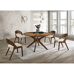 Pemberly Row Mid-Century Wood Dining Table in Rich Walnut Veneer