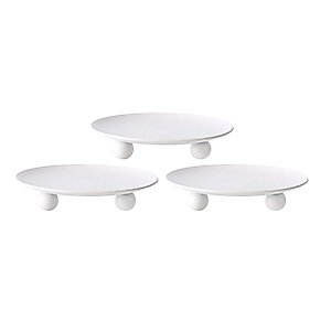 Scwhousi White Iron Plate Candle Holder,Decorative Iron Pillar Candle Holder, Set of 3,Candle Stand for Wax Candles