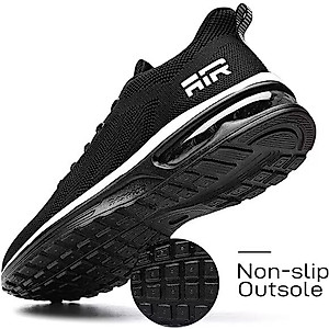 Wide Width Womens Sneakers Air Cushion Running Shoes Walking Tennis Shoes for Women Black