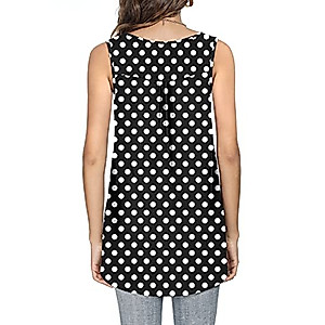 Aodemo Womens 2025 Summer Tank Tops Sleeveless Shirts Henley Tunic Ladies Flowy Casual Blouse for Leggings XL, Polka Dot Black
