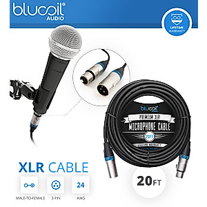 Blucoil Audio 2-Pack of 10-FT Balanced XLR Cables - Premium Series 3-Pin Cable for Microphones, Speakers, and Pro Devices (Male-to-Female)