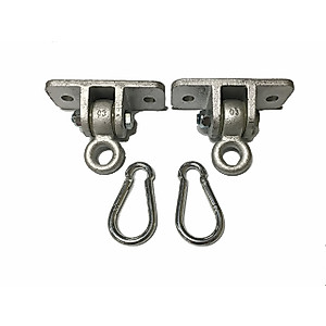 CONGO Set of 2 Commercial Swing Hangers Galvanized to Attach to Wooden Beams - Now Includes Bonus Hanging Snap Hooks (Carabiners)