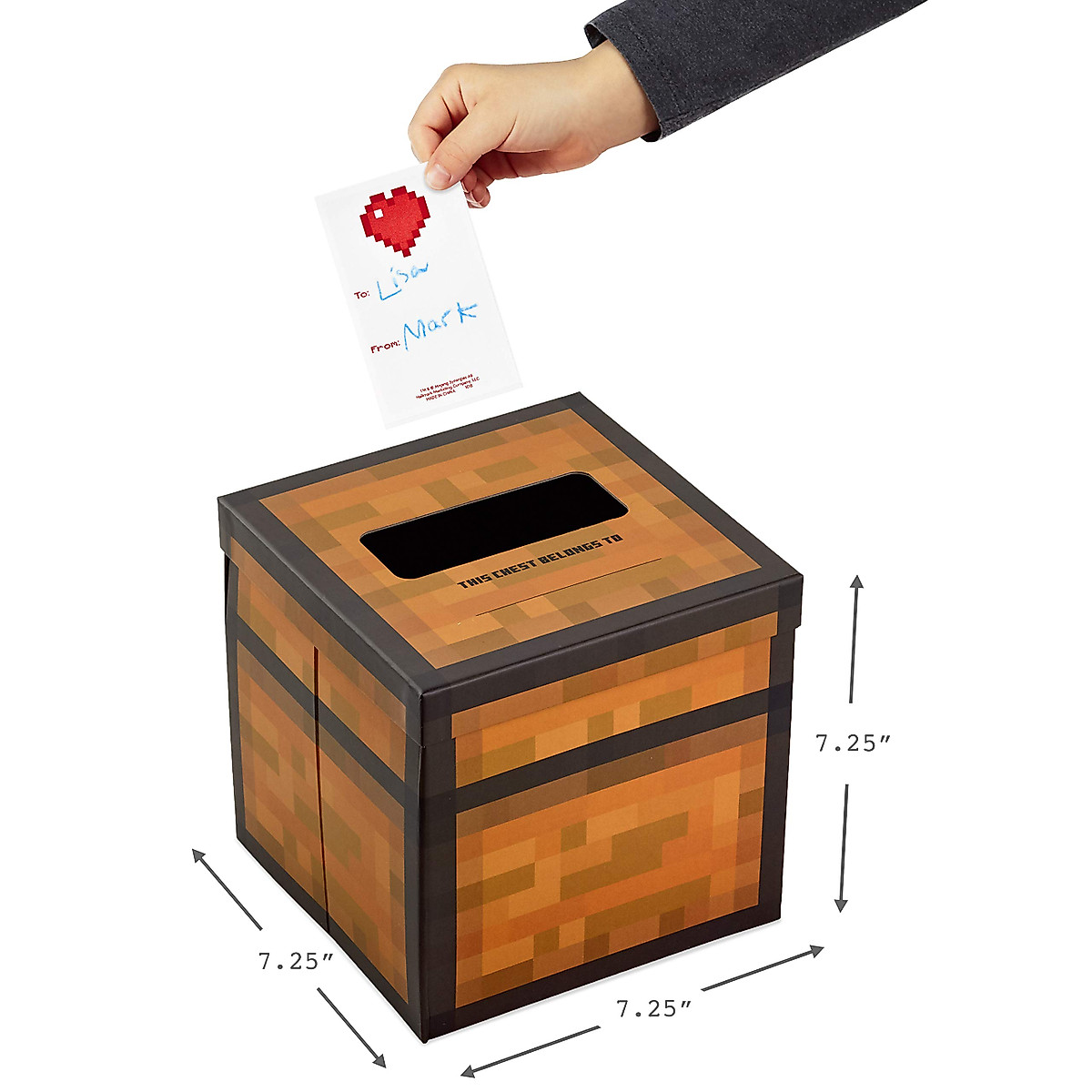 Hallmark Valentines Day Cards for Kids and Mailbox for Classroom Exchange, Minecraft (1 Box, 32 Valentine Cards, 35 Stickers, 1 Teacher Card)