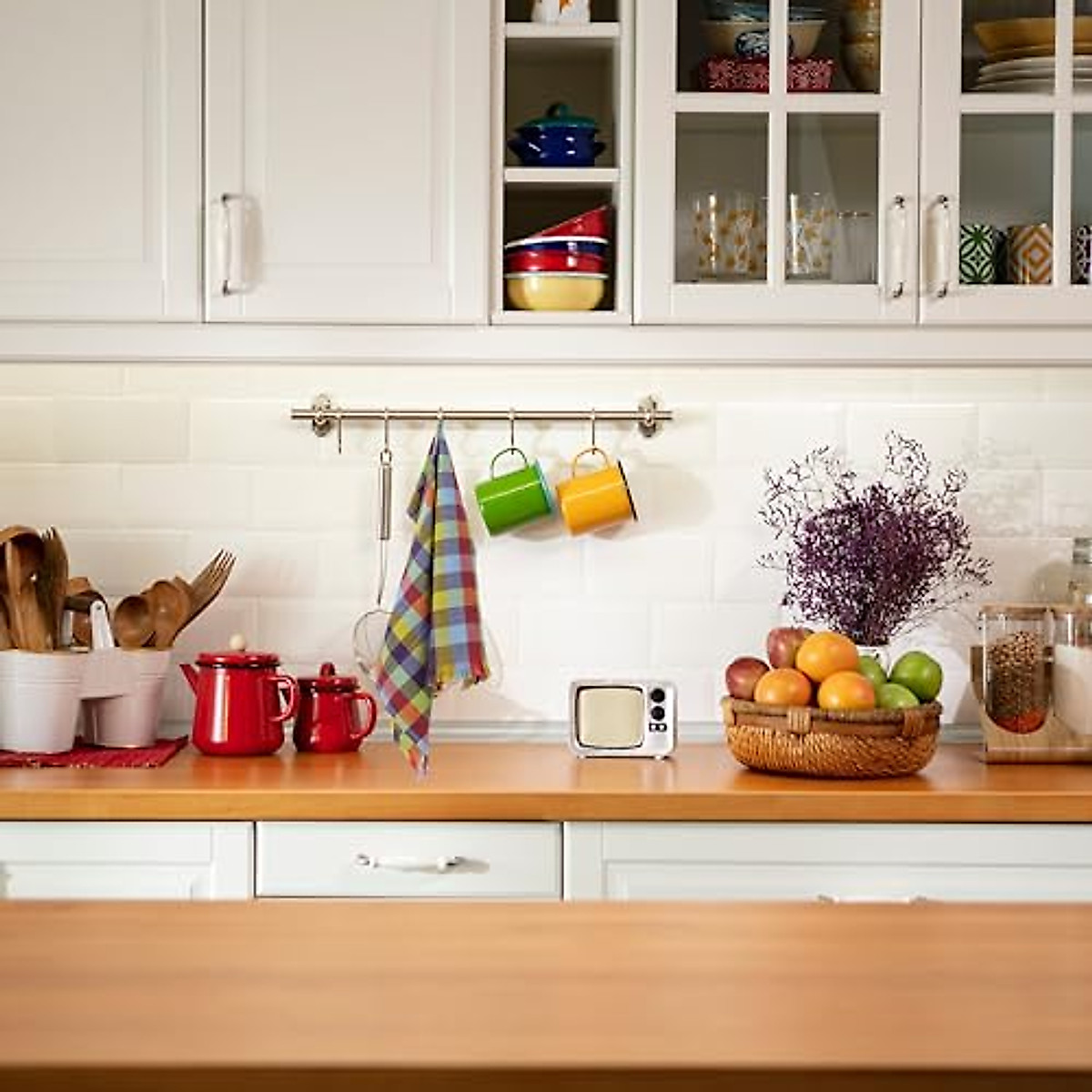 PÜSKÜL - Kitchen Towels Set of 6, 100% Turkish Cotton Soft Absorbent Quick Dry Dish Cloths, Buffalo Plaid Tea Towels with Fringe (26 X 18 Inches, Multi Color Tropical)