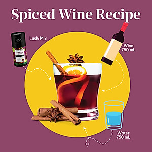 Lush Wine Mix, Holiday Spiced Wine, Makes 8+ Drinks, Organic Cocktail Mixers, Mocktails Non-Alcoholic Drinks, Mulled Apple Cider, Traditional Mulling Spices, Instant, Gluhwein, Sachet Bag - 1 Pack