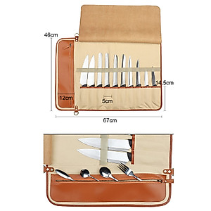 WLDOCA Kitchen Chef Knife Roll Bag Portable Cooking Shoulder Bag 11 Pocket Cooking Chef Knife Storage Pocket Gift for Cooking Enthusiasts,B,1