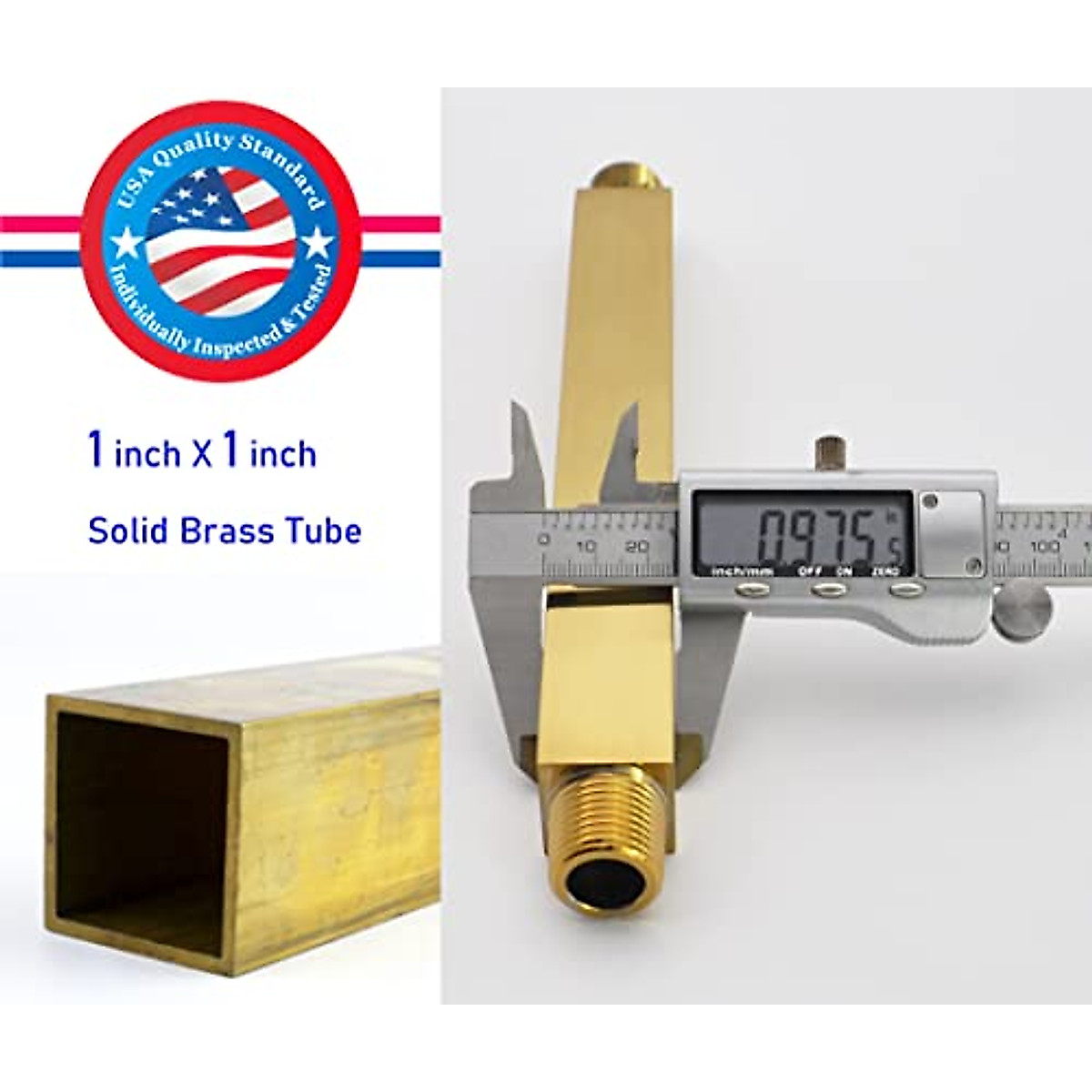 Aquaiaw Square Shower Arm and Anti-Scratch O-Ring Flange, 8 inch, Solid Brass, Both Soldered 1/2 NPT Tapered Threads, Straight Rainfall Shower Head Arm Extension, Ceiling Mount Arm (Brushed Gold)