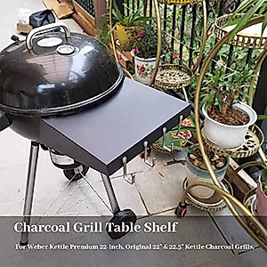 Kettle Table Shelf, Grill Table Shelf for Weber 22" Charcoal Kettle Master Touch Charcoal Grills, Portable BBQ Charcoal Grill Side Table, Shelf Storage Holder Tray for Weber Kettle Grills
