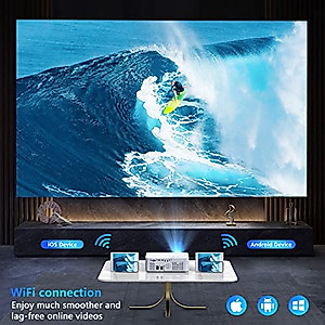 Full HD Native 1080P WiFi Bluetooth Projector, 16000LM 450" Display Support 4K Movie Projector, High Brightness for Home Theater and Business, Compatible with iOS/Android/TV Stick/PS4/HDMI/PPT