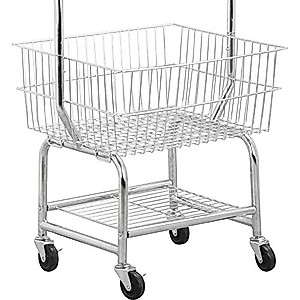 Yaheetech Wire Commercial Rolling Laundry Cart Bulter Garment Rack,Laundry Butler Storage Rack,w/Hanging Drying Rack Wash Basket/Bag Mesh Collapsible Racks on Wheels