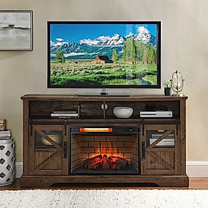 TINGSING 26" Infrared Quartz Electric Fireplace Insert, Indoor Fireplace Heater, Recessed Fireplace Heater with Adjustable Flame Effects, Timer, Thermostat, Remote Control, woodlog Version with Brick