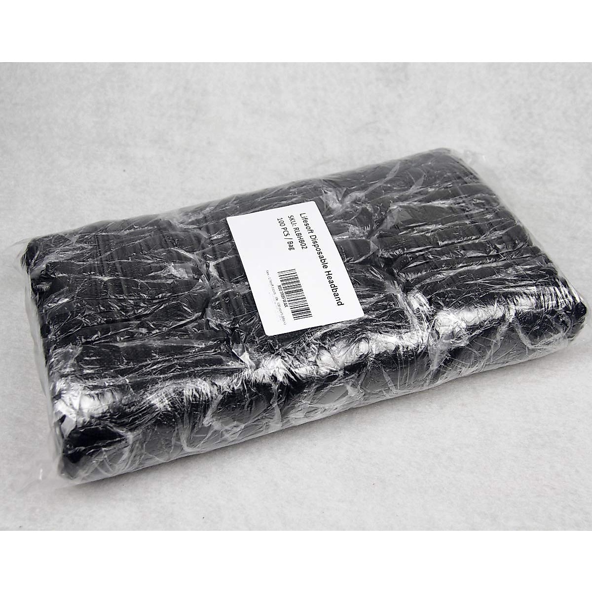 LIFESOFT 100 Count Disposable Facial Spa Headbands, Individual Wrapped (Black)