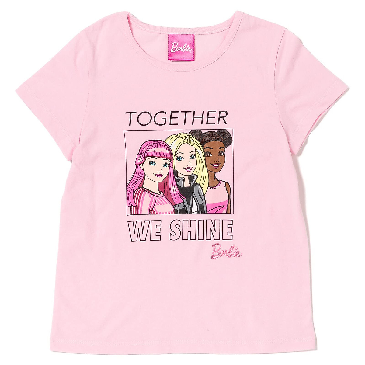 Barbie Little Girls Zip Up Fleece Hoodie Graphic T-Shirt and Leggings 3 Piece Outfit Set Gray 6