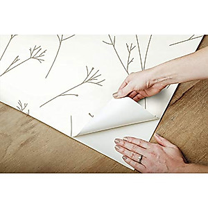RoomMates RMK11678WP Brown and White Twigs Peel and Stick Wallpaper,Brown & White, Roll