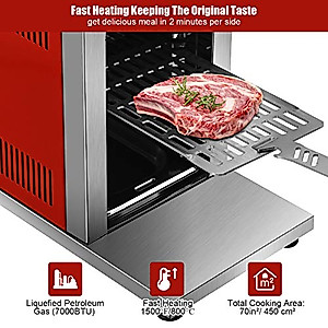 COSTWAY Propane Steak Infrared Grill, 1500℉ of Intense Heat, 7000 BTU Compact Outdoor Grill Machine, Large Heating Place, Stainless Steel, for Tailgating, Gas Cylinder Connection, CSA/ETL Certificated