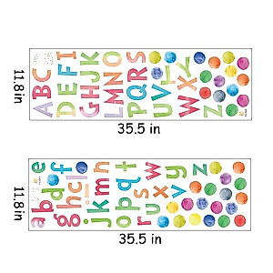 ABC Wall Decals Classroom DIY Removable Watercolor Dot Educational Alphabet Wall Stickers Kids Bedroom Nursery Playroom Art Mural Decor…