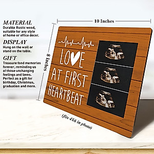 Baby Ultrasound Picture Frame, Love at First Heartbeat, New Mom Gifts, Baby Pregnancy Announcements Gifts for First Time New Dad Mom Ready to Be, Baby Shower Gifts for First Time Parents Ready to Be