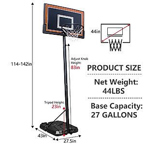 Basketball Hoop,7-10FT Adjustable Portable Basketball Backboard with Stand and Wheels Basketball Stand for Kids Teenagers Adults Outdoor/Indoor