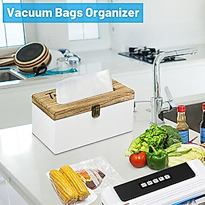 Rustic Trash Bag Holder Wall Mounted, Trash Bag Dispenser Roll Holder with Lid, Garbage Bag Holder Dispenser for Plastic Bags, Trash Bag Holder Garbage Bag Dispenser for Home & Kitchen Organization