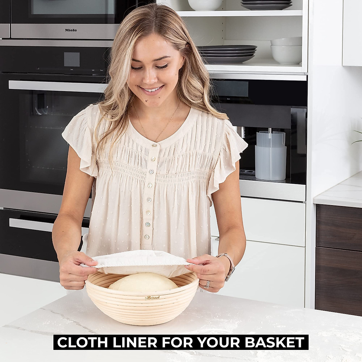 10 Inch Bread Proofing Basket Set with Stainless Steel Accessories, EQUALS BREAD Banneton Bread Proofing Basket, Whisk, Lame, Scraper, Cutter, Sifter, Liner, Bag and Stencil, Bread Baking Kit