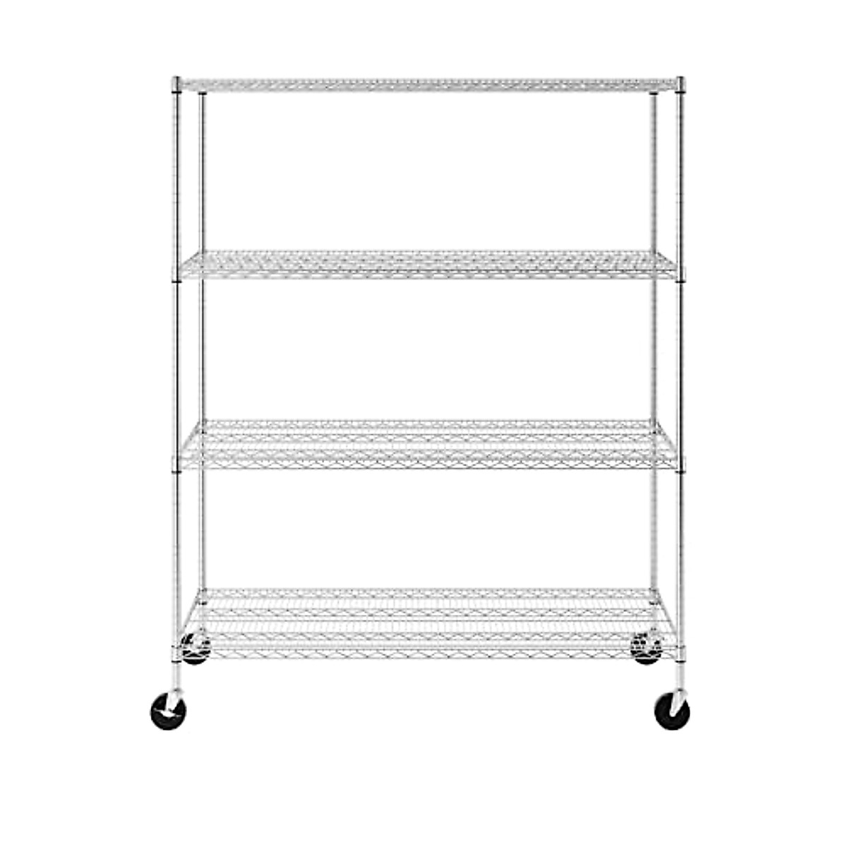 SafeRacks NSF Certified Storage Shelves, Heavy Duty Steel Wire Shelving Unit with Wheels and Adjustable Feet, Used as Pantry Shelf, Garage or Bakers Rack Kitchen Shelving - (24"x60"x72" 4-Tier)