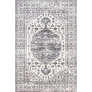 nuLOOM Medallion Bordered Machine Washable Area 8' x 10'