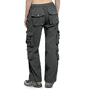 Cargo Pants Women Tactical Baggy Hiking Cargo Pants with 9 Pockets Cotton Military Casual Army Combat Work Pants Dark Gray L