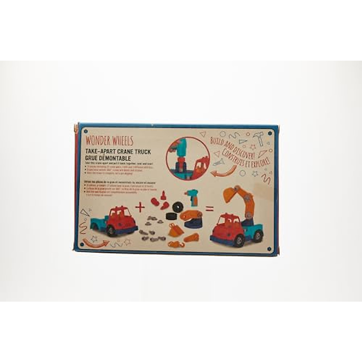 Battat- Wonder Wheels- Take-Apart Crane Truck – Toy Crane Truck With Drill For Kids – STEM Toy- Developmental Toy – 3 Years +