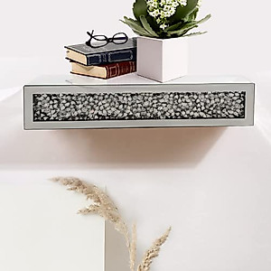 LXARTZJ Diamond Crystals Wall Rack Mirror Crushed Diamond Decorative Wall Shelf for Home Decoration Crystal Diamond Wall Art Decor Accent Piece Showcase