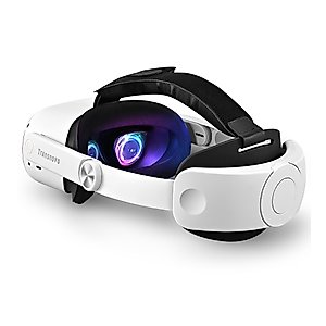 TRANSNOVO Compatible with Oculus Quest 2 Head strap, VR Accessory for Meta Quest 2, One-Button Retractable Lightweight Elite Strap,Enhanced Comfort Support and Gaming Immersion in VR —— White Button