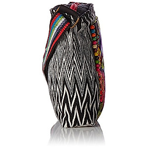 Laurel Burch 138199 Crossbody 13.5"X4"X10", Blossoming Feline,Blk/Wht/Pur